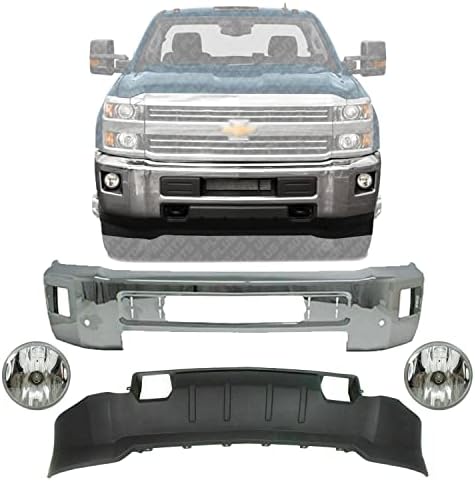 Amazon.com: New Front Bumper Chrome + Lower Valance + Fog Lamp Left ...