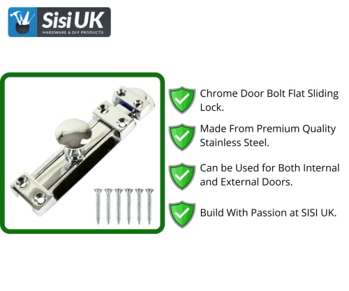 Chrome Door Bolts 4 Inch Flat Bolt Surface Door Latches Tower Bolt ...