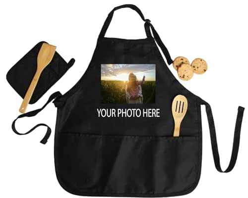 Amazon.com: Rachel & AJ Personalised Photo Customisable Apron, Adult ...