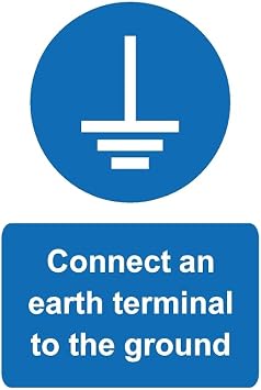 Connect earth terminal to the ground electrical safety sign - 1mm ...