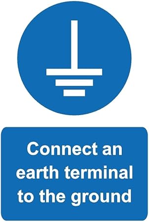 Connect earth terminal to the ground electrical safety sign - 1mm ...