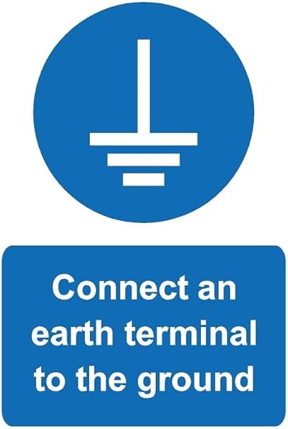 Connect earth terminal to the ground electrical safety sign - 1mm ...