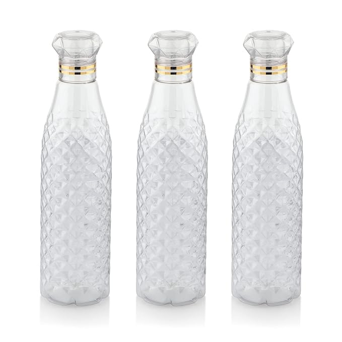 Water bottles 1000 ml Set of 3,Transparent Plastic Bottles : Amazon.in ...