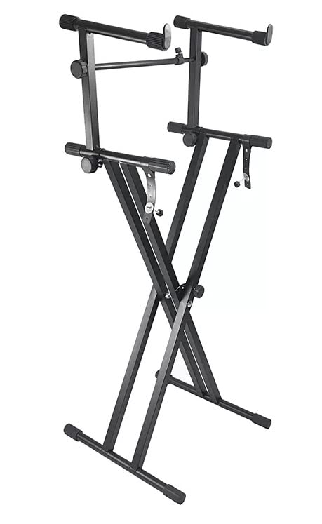 24x7 eMall Dual Double-X, Adjustable Piano Keyboard Stand with Locking ...