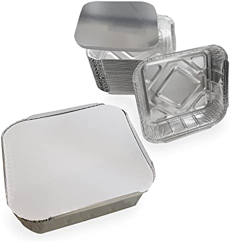 MATANA 9x9 Square Aluminium Foil Pans with Lids (25 Packs) Disposable ...