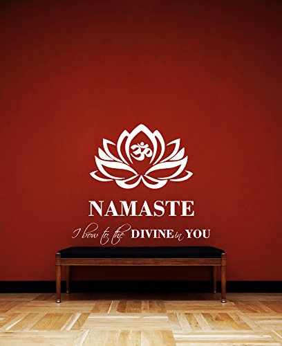 Decor Kafe 'Namaste' Wall Sticker (PVC Vinyl Film, 35 cm x 40 cm, White ...