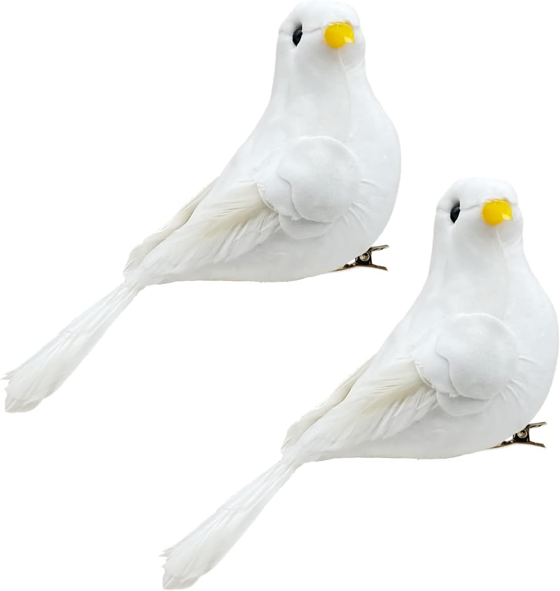 Amazon.com: LWINGFLYER 2pcs Artificial Doves White Foam Birds with ...