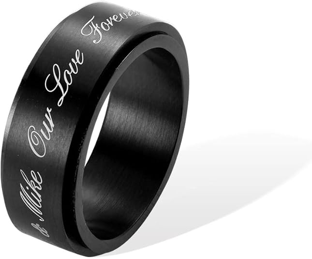 Personalized 8mm Anxiety Relief Fidget Ring for Men, Black Color Inside ...