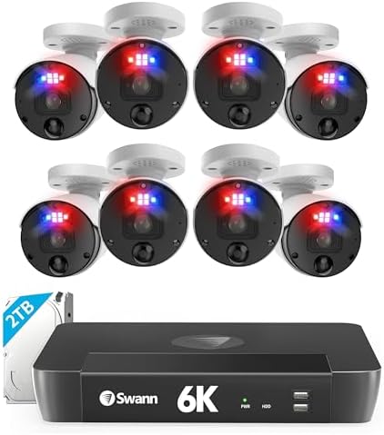 Swann Home Security Camera System with 2TB HDD, 8 Channel 4 Cam, POE ...