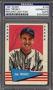 1961 Fleer #145 Hal Trosky Cleveland Indians Signed AUTO Deceased 1979 ...