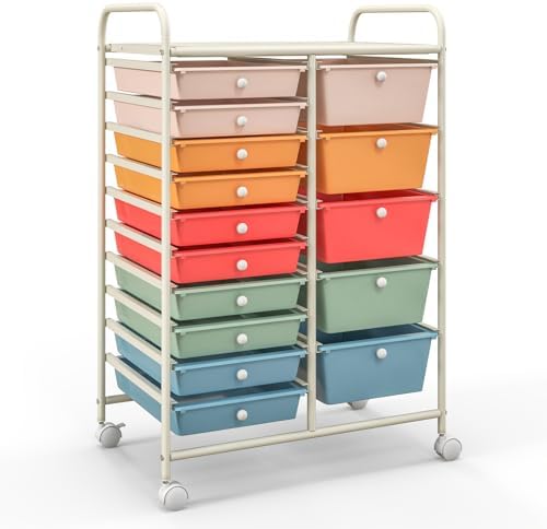 Amazon.com: HOMGX Storage Cart with 15 Drawers, 15 Tier Multicolor ...