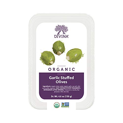 Amazon.com : Divina, Olives Garlic Stuffed Organic Deli Cup, 4.6 Ounce ...