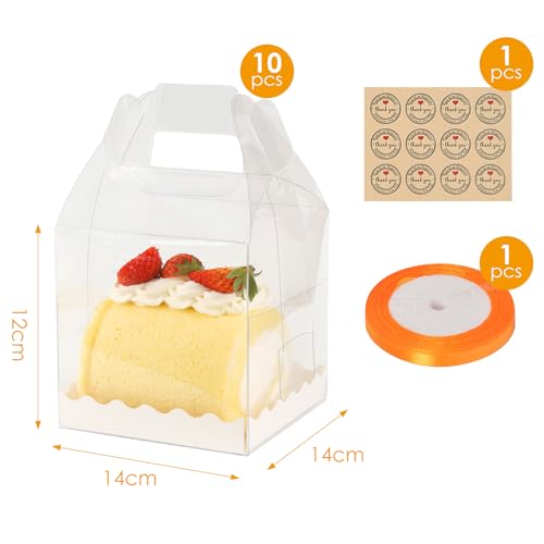 RAINPOP 10Pcs Transparent Cake Boxes, Square Plastic Baking Box Clear ...