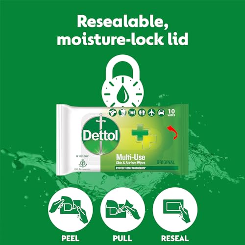 Dettol Germ Protection Wet Wipes for Skin & Surfaces, Original - 40 ...