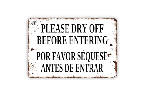 Amazon.com: 8" x 12" Please Dry Off Before Entering Por Favor Sequese ...