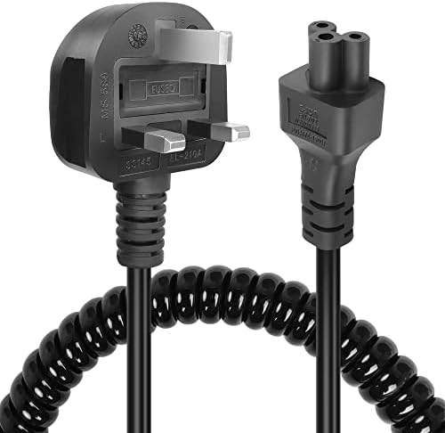 GELRHONR Coiled C5 Cloverleaf Mickey Mouse Power Cord, 90 Degree 3 Pin ...