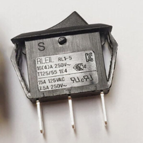 16A 250VAC T125/55 3-Pin 3 Positions Black Button Rocker Switch RLEIL ...