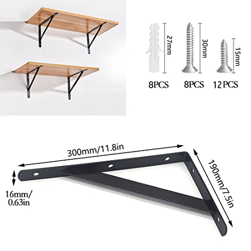4 Shelf Brackets Triangle Shelving Brackets Right Angle Wall Mounted ...