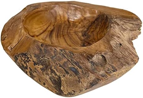 Teak Root Long Bowl 35cm Antique Rustic Kitchen Hand Carved Wood Fruit ...