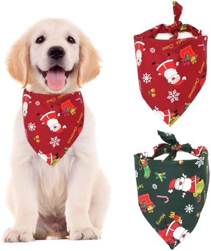 2 Pcs Christmas Dog Bandanas, Christmas Dog Gifts,Washable Triangle Dog ...