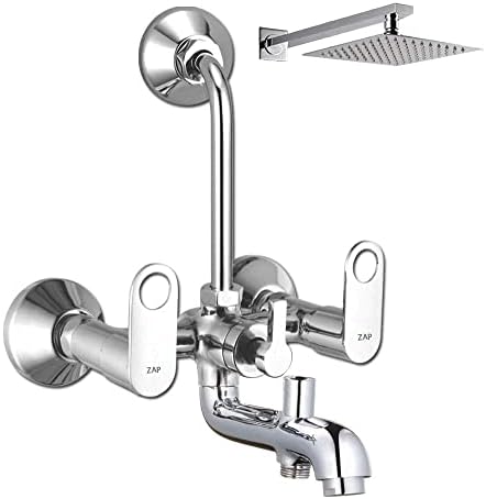 ZAP Brzza Series High Grade 100% Brass Wall Mixer with Overhead Shower ...