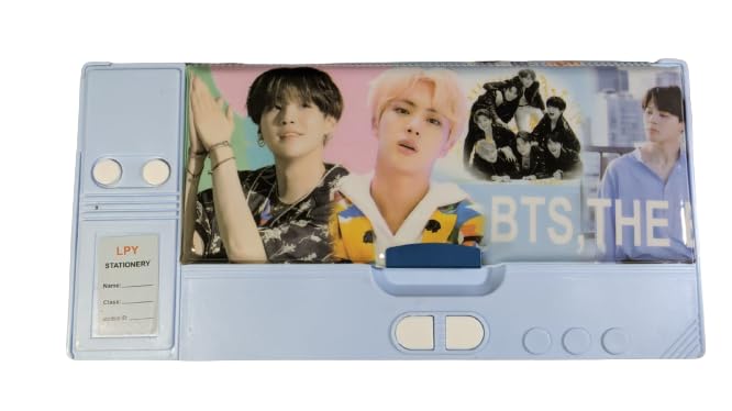BTS Theme Printed Magnetic Pencil Box Dual Sharpener Themed Luxury ...