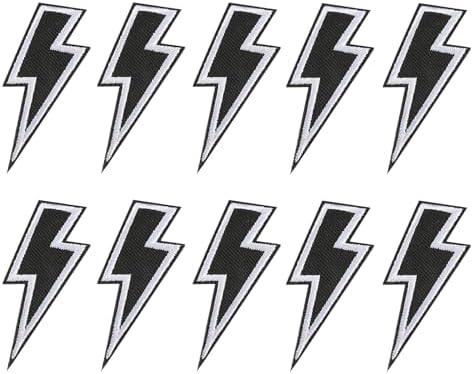Amazon.com: Iron On Black Lightning Bolt Patch - 30Pcs DIY Embroidered ...