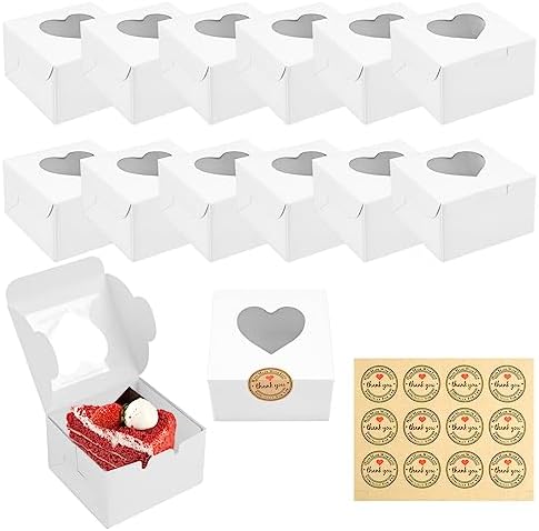 BELLE VOUS Mini Cake Gift Boxes (50 Pack) - Brown Kraft Small Cake ...