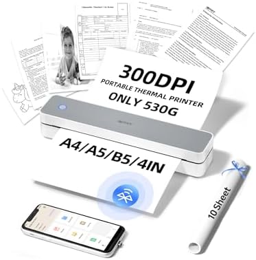 iDPRT MT610pro Portable Thermal Printer for Travel, 300DPi A4 Small ...