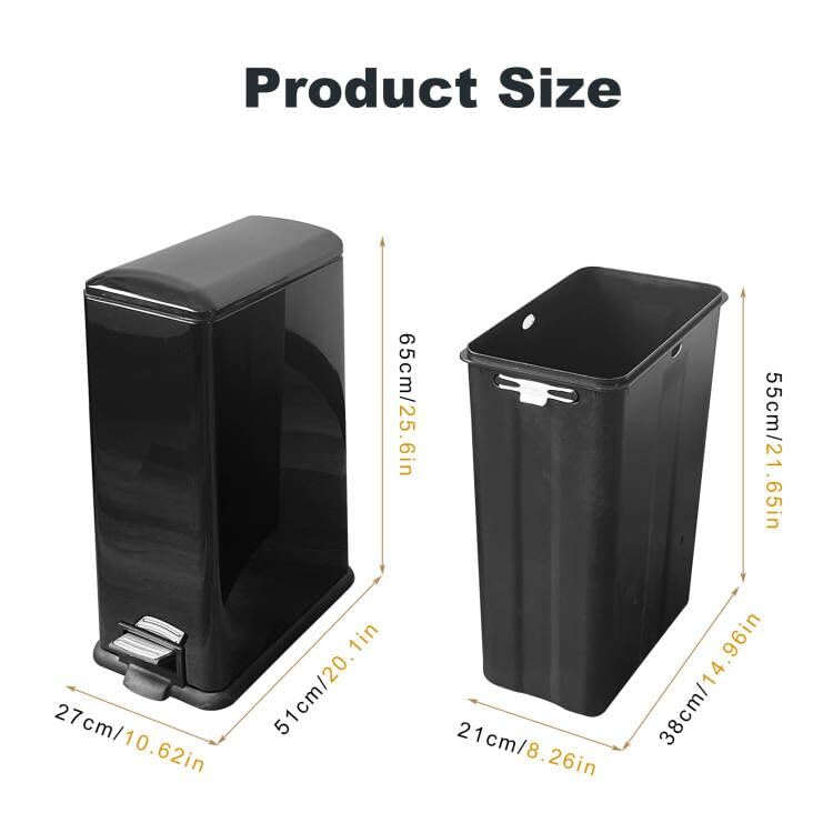 12 Gallon Trash Can with Lid?45 Liter Kitchen Garbage Can,Black ...