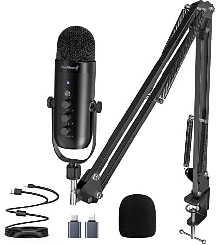 zealsound USB Microphone Set, k66 Podcast Mic with boom arn, Noise ...
