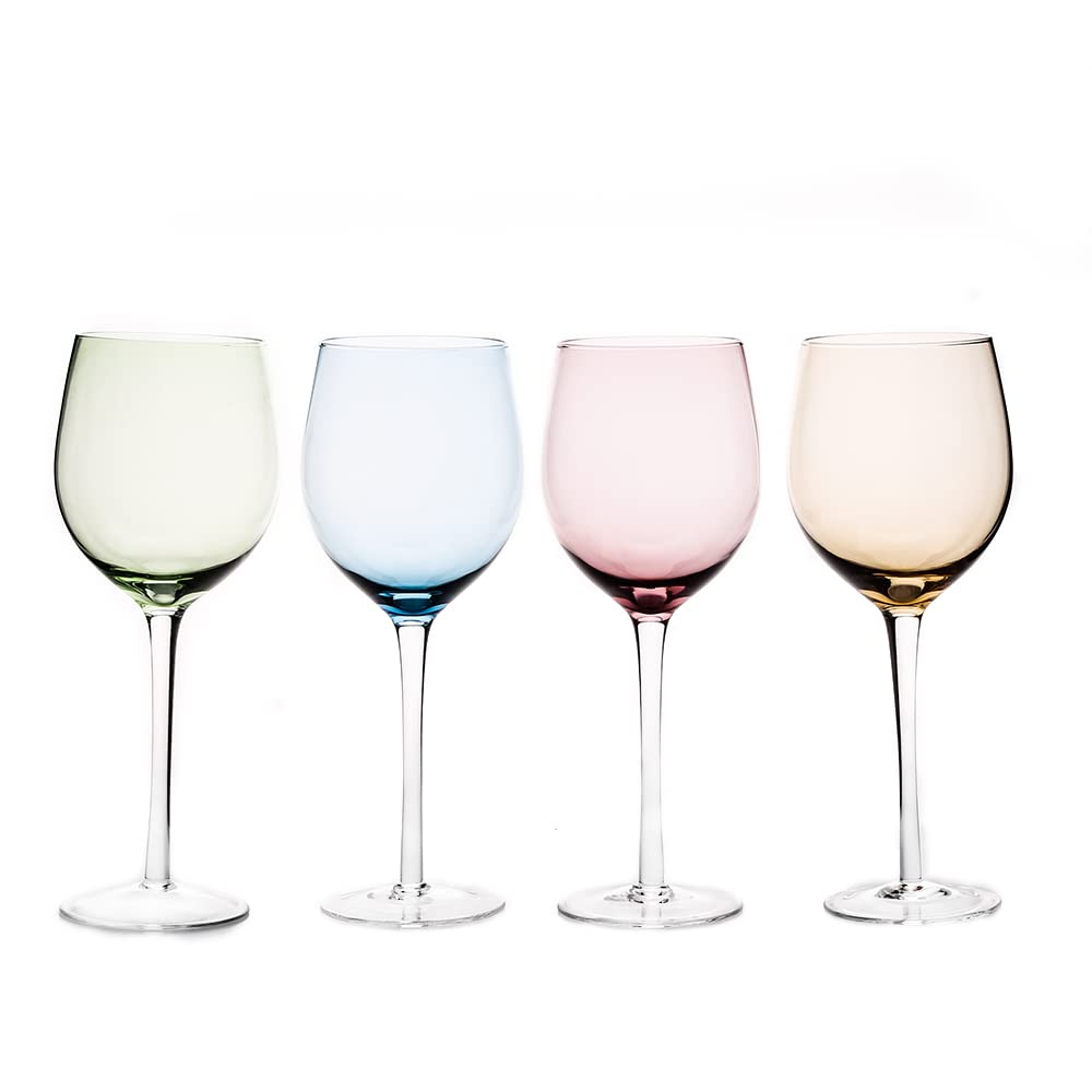 Amazon.com | EVEREST Colored Wine Glass Set of 4 Large 16 oz Luxury ...