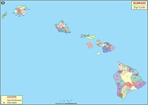 Hawaii Zip Code Map -Laminated (36" W x 25" H) : Amazon.ca: Office Products