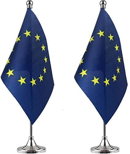 Amazon.com: ZXvZYT 2 Pack European Union Table Flag Small Mini EU Desk ...
