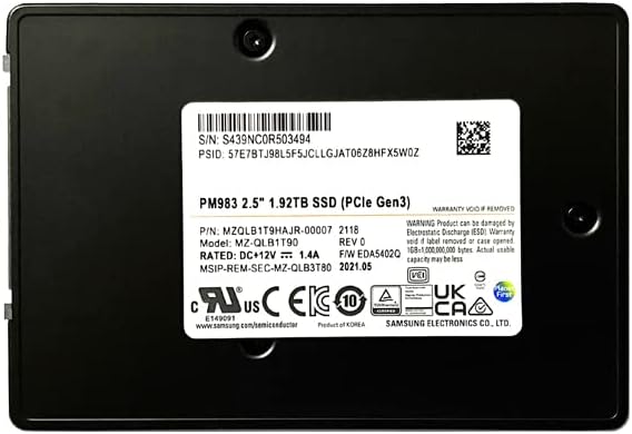 Amazon.com: New MZQLB1T9HAJR-00007 PM983 1.92T U.2 PCIe NVMe Gen3.0x4 2 ...