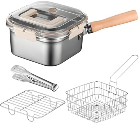 Deep Fryer Pan Set - Chip Pan | Portable Frying Pot | Chip Pans with ...