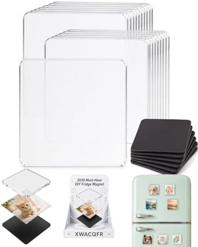Amazon.com: Clear Acrylic DIY Fridge Magnet Set with Adhesive Backing ...