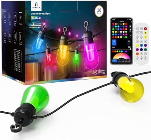 Outdoor String Lights 84FT, 30 Dimmable Color Changing LED Patio Lights ...