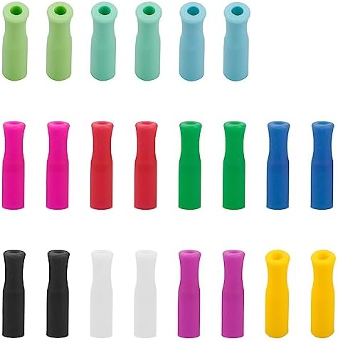 22Pcs Silicone Straw Tips, GLADFRESIT Food Grade Reusable Straws Tips ...