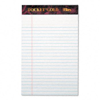 TOPS® TOP63910 DOCKET GOLD PERFORATED PAD, LEGAL RULE, 5 X 8, WHITE, 12 ...