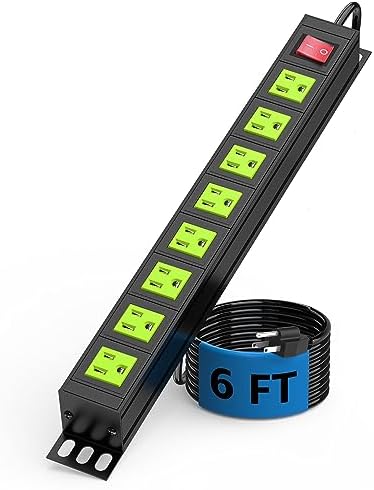 Metal 8 Outlet Mountable Power Strip, Wall Mount Outlet Heavy Duty ...