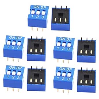 SJT® 10 Pcs Blue Double Row 6 Pin 3 Positions 2.54mm Pitch DIP Switches ...