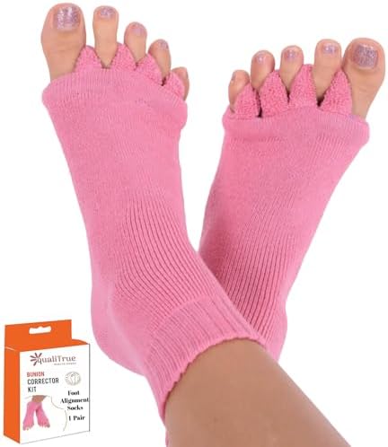 Buy QualiTrue Cotton Foot Alignment Socks 5 Toe Separator For Easing ...