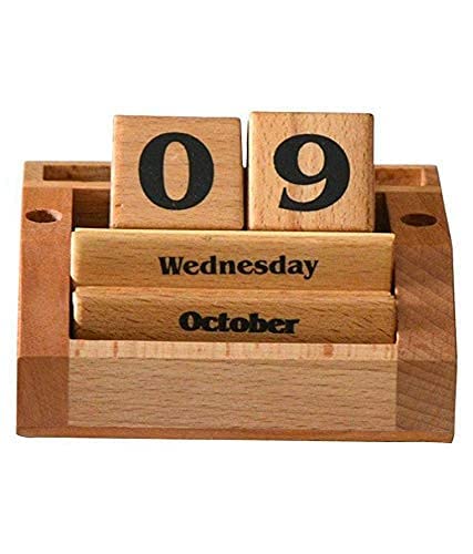 Wooden Never Ending Date Calendar- Date Changer with 5 Compartments ...