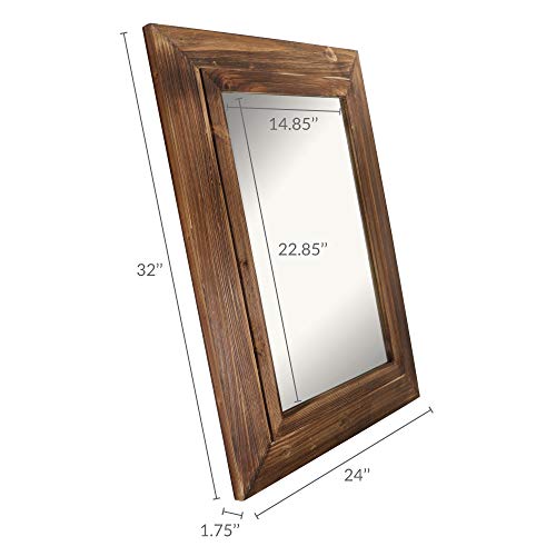 Barnyard Designs 24" x 32" Decorative Torched Wood Frame Wall Mirror ...