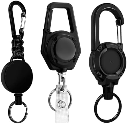 Retractable Key Chain Mix 3 Pack, Carabiner Badge Reel, Heavy Duty ...