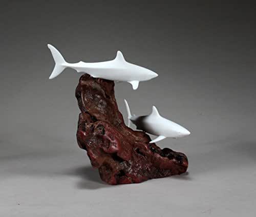 Mako Shark Duo Sculpture by John Perry Pellucida Decor 7in Tall Statue ...