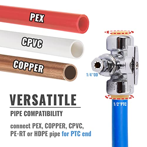 Snapklik.com : SUNGATOR Service Tee Stop Valve, 1/2 Ptc X 1/2 Ptc X 1/4 ...