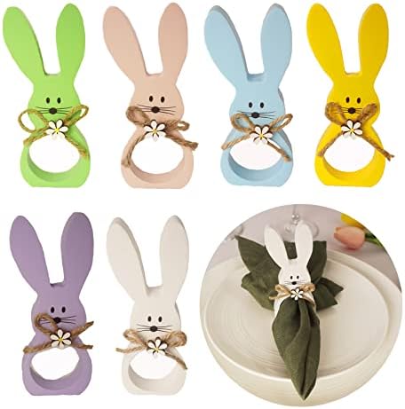 Amazon.com: Set of 4 Porcelain Rabbit Easter Napkin Rings- White Bunny ...