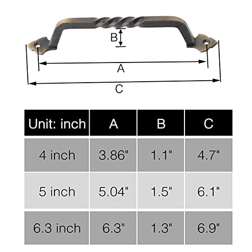Ouvin 6 Pack Barn Door Pull Handle Hardware for Wooden Garden Gate Shed ...